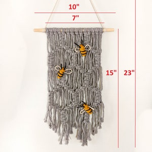Macrame Bees and Honeycomb Wall Hanging, Cute Small Wall Banner for ...