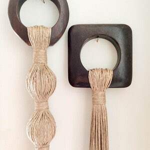 Decorative Wall Hanging With Hand Carved Wood Ring and Hemp Twine ...