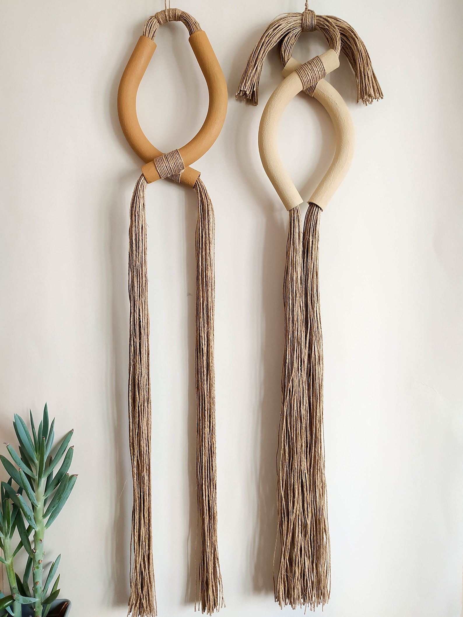 Long Decorative Wall Hanging Tassel With Ceramic Like Bends and Hemp ...