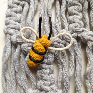 Macrame Bees and Honeycomb Wall Hanging, Cute Small Wall Banner for ...