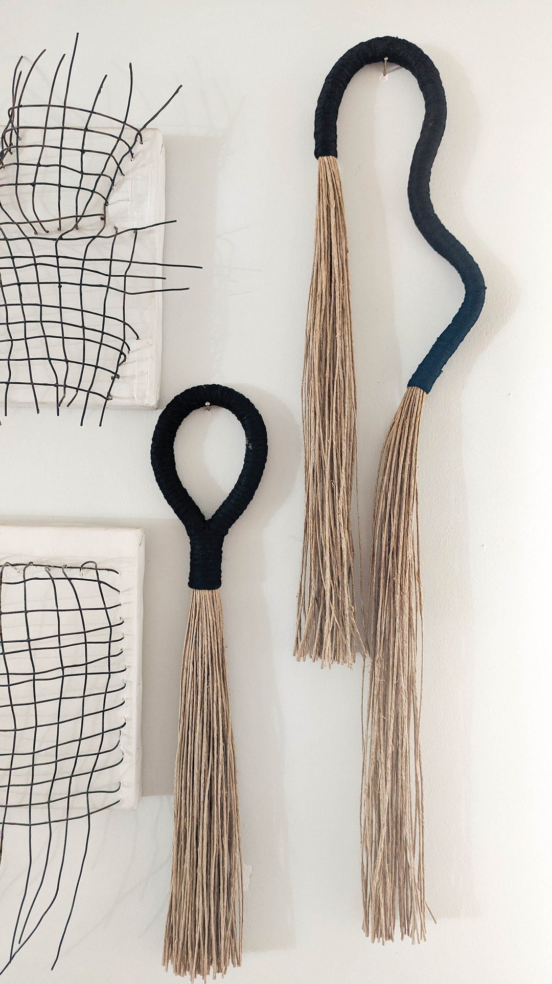 Squiggle Wall Art, Wrapped Wall Hanging, Modern Minimalist Black Wall ...