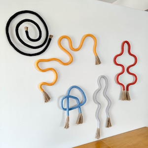 Colorful Squiggle Wall Art, Curvy Wall Hanging, Modern Decorative Wall ...
