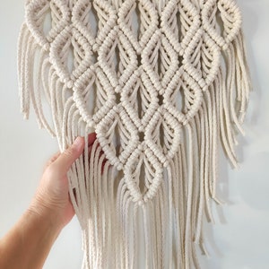 Triangle Macrame Wall Hanging With Leaves, Fiber Art Wall Decor, Boho ...