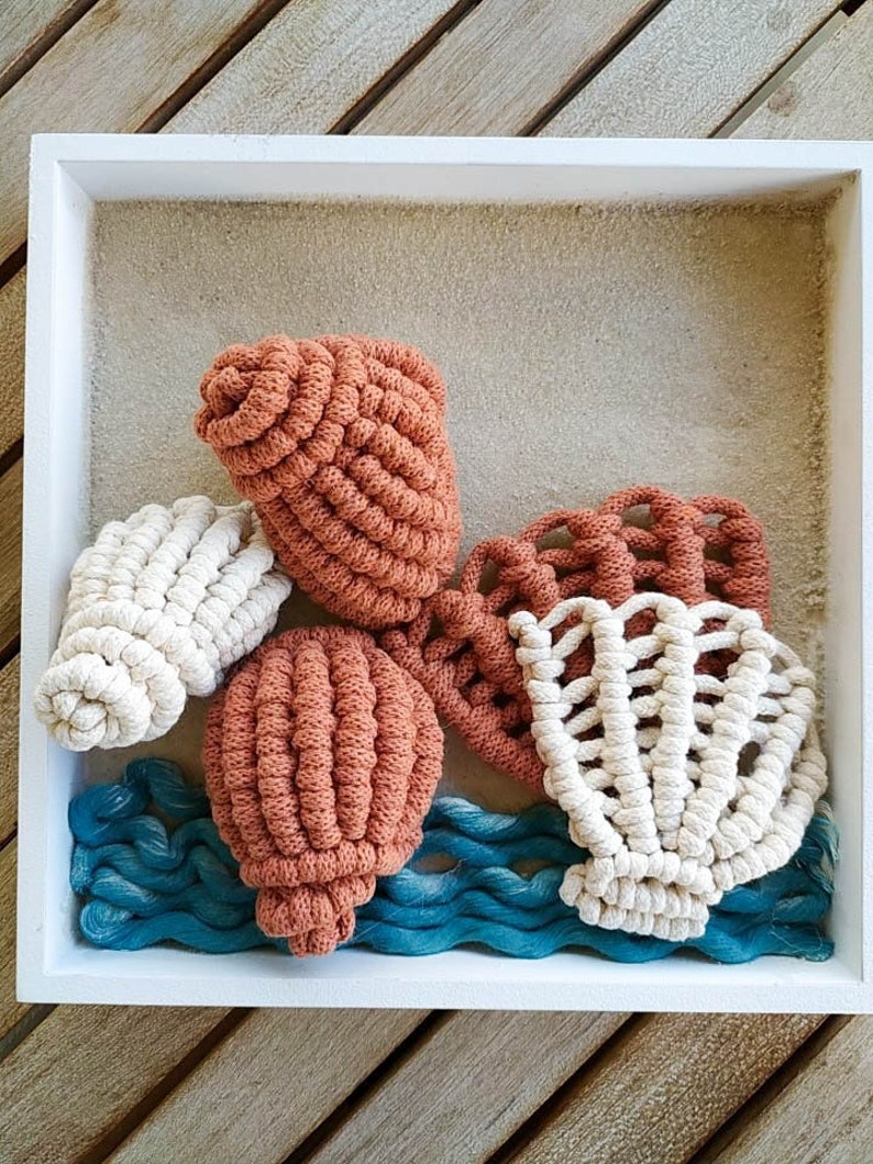 Macrame Ocean Wall Art, Scallop Seashell and Conch Shell Shadow Box ...