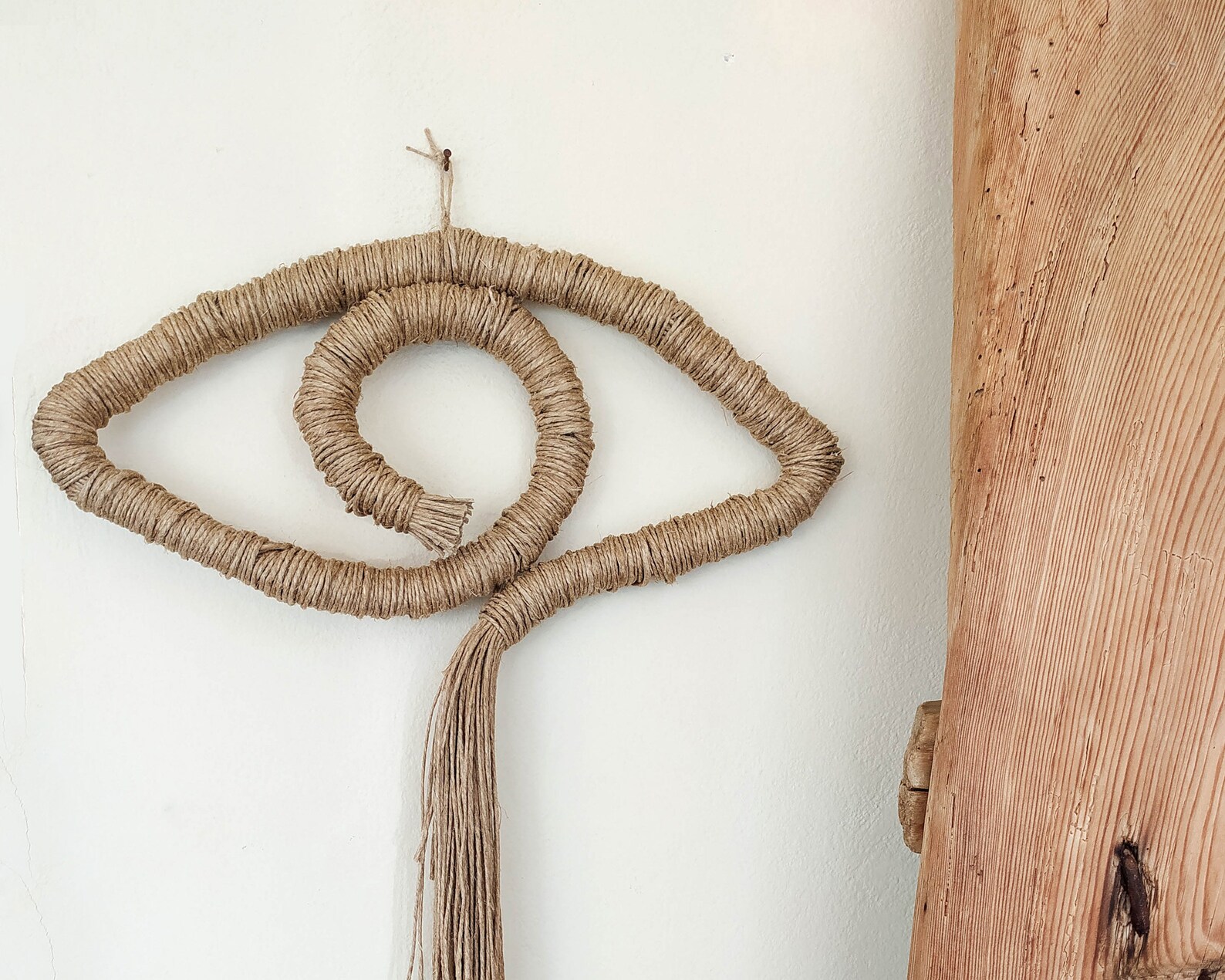 Large Evil Eye Decorative Wall Hanging, One Line Wrapped Hemp Modern ...