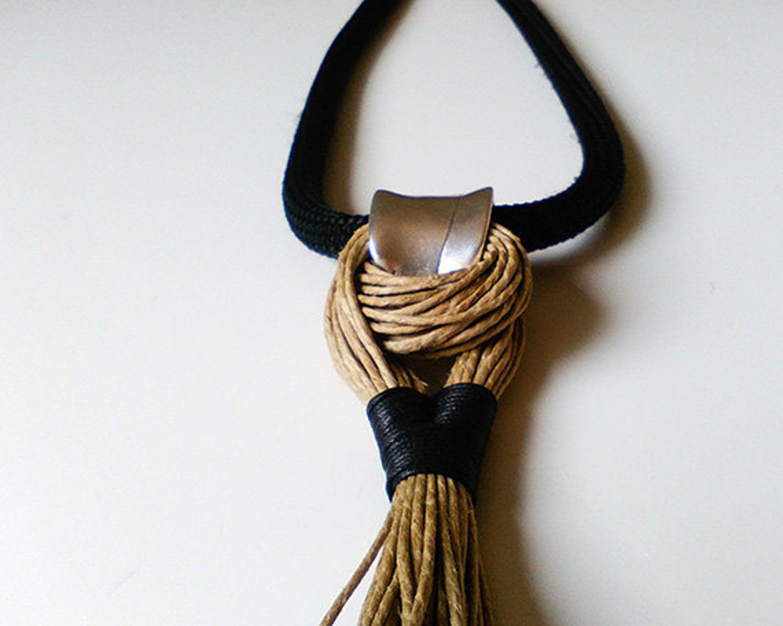 Black Rope Tassel Necklace Long Boho Textile Necklace - Etsy