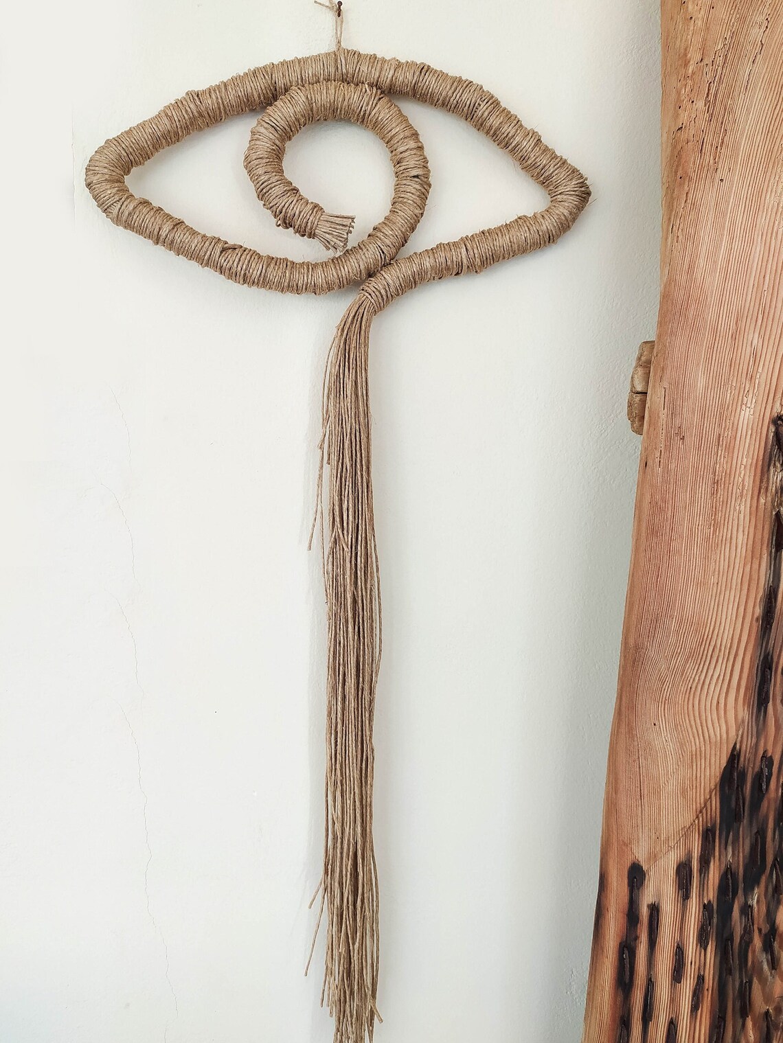 Large Evil Eye Decorative Wall Hanging, One Line Wrapped Hemp Modern ...