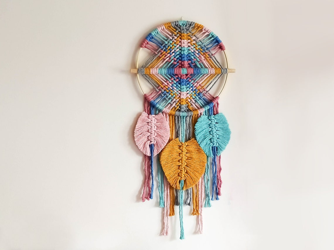 Multicolored Circular Macrame Wall Hanging Macraweave Fringed - Etsy