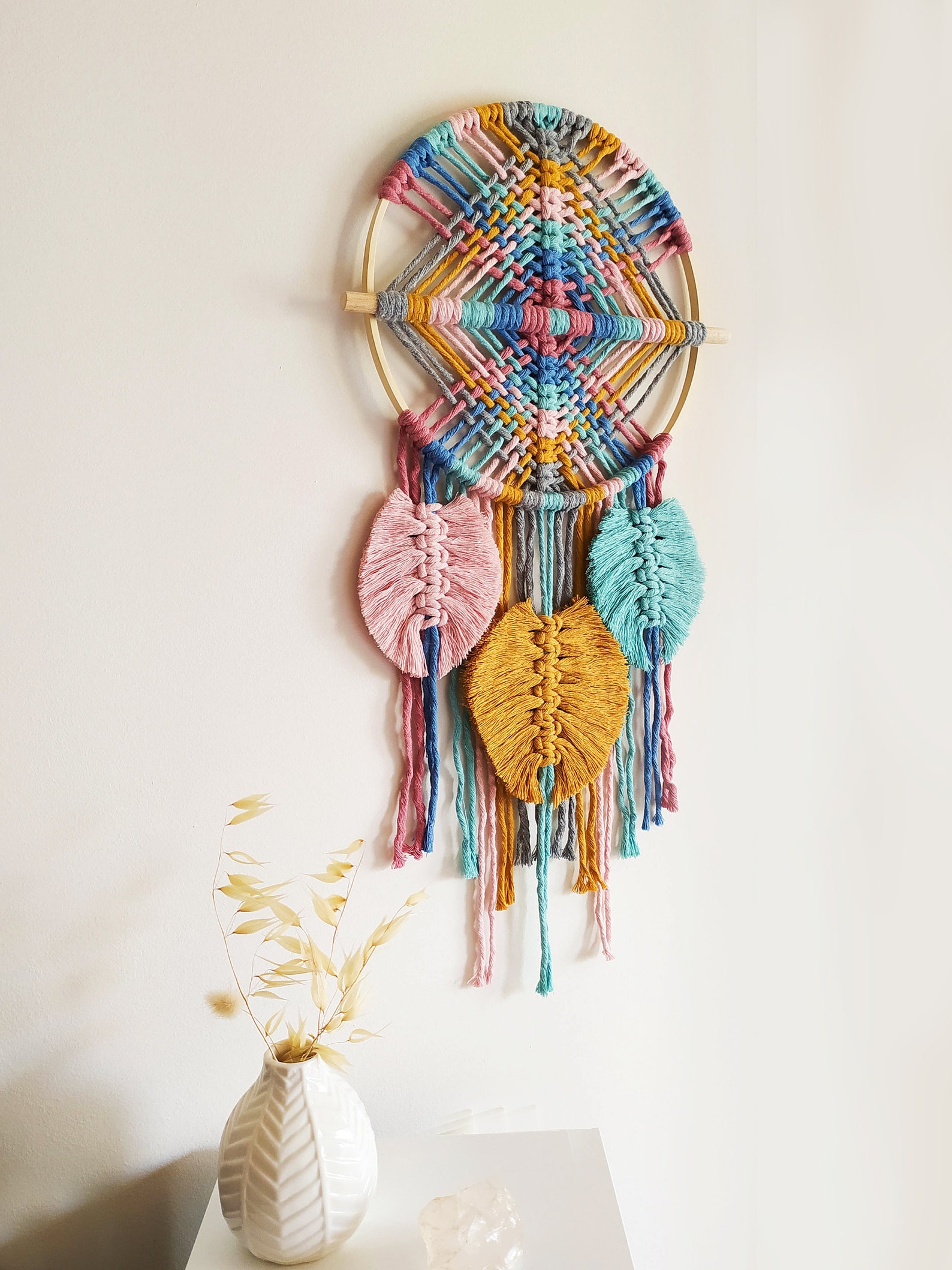 Multicolored Circular Macrame Wall Hanging Macraweave Fringed - Etsy