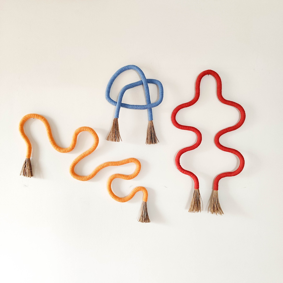 Colorful Squiggle Wall Art, Curvy Wall Hanging, Modern Decorative Wall ...