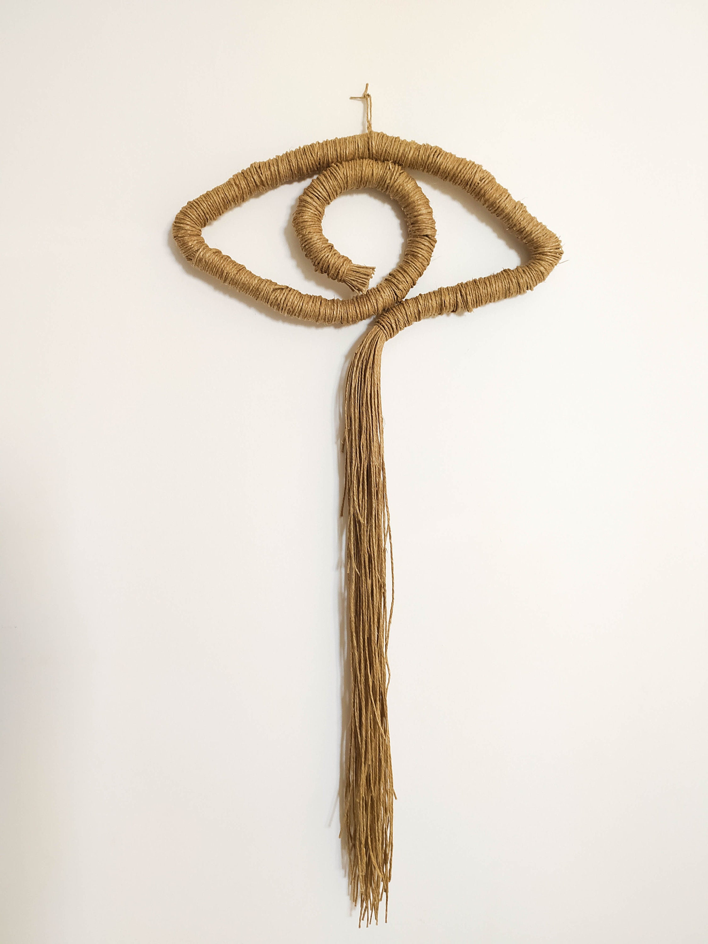 Large Evil Eye Decorative Wall Hanging, One Line Wrapped Hemp Modern ...
