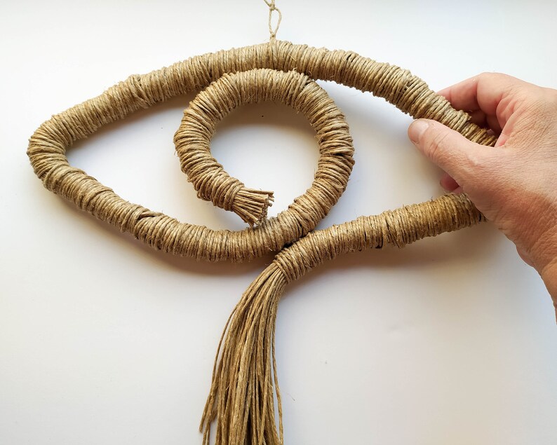 Large Evil Eye Decorative Wall Hanging, One Line Wrapped Hemp Modern ...