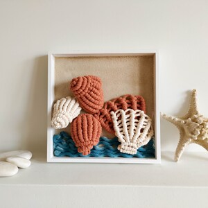 Macrame Ocean Wall Art, Scallop Seashell and Conch Shell Shadow Box ...