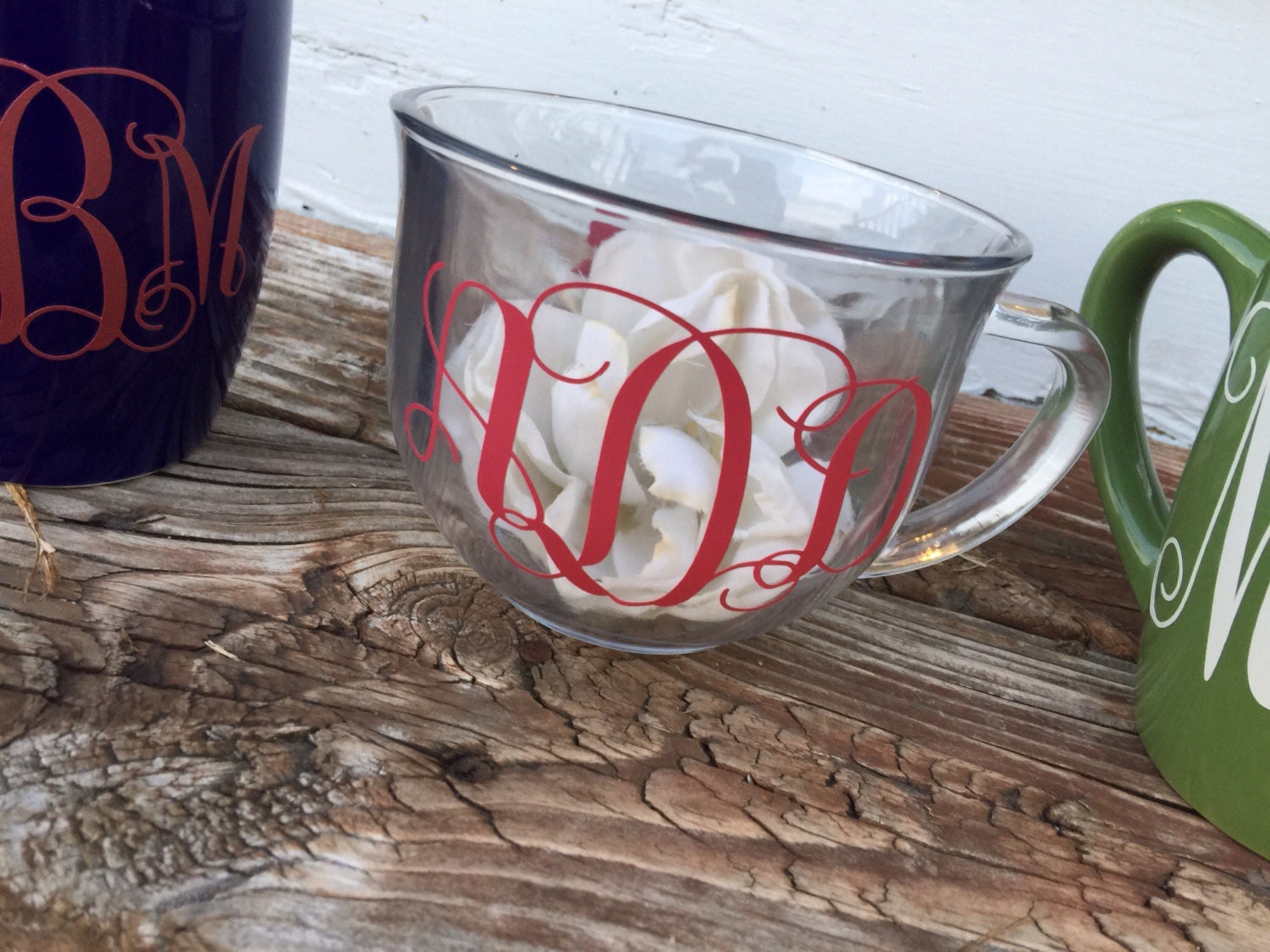 Monogram, Coffee Cup, Glass Coffee Cup, Vinyl Lettering, Decal ONLY - Etsy