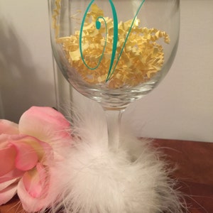 Monogram, Wine Glass, Cursive Lettering - Etsy