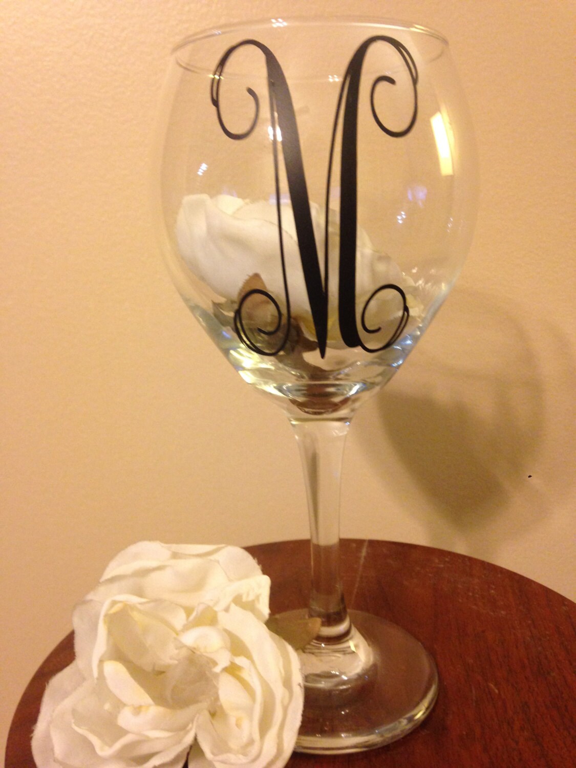 Monogram Wine Glass Vinyl Lettering - Etsy