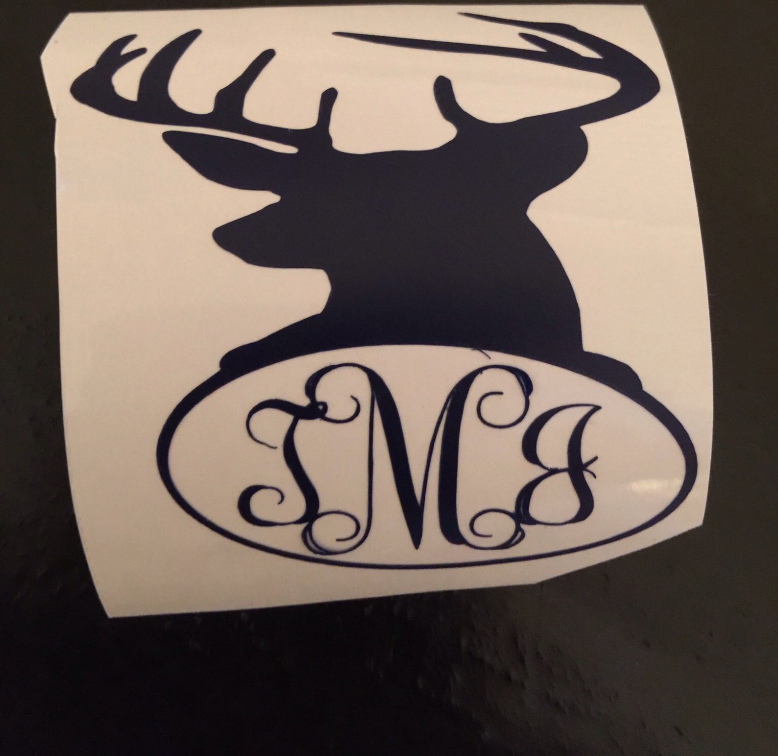 Deer Head Decal/ Name Decal/ Personalized/ Monogram/ Car Decal/ Laptop ...