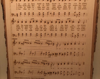 Song Engraving Sheet Music Music Engraved on Wood With Bark | Etsy