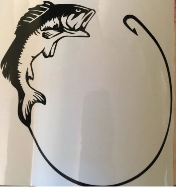 Fish Decal, Fish on A Hook Decal, Personalized Decor, Yeti Cup Sticker ...