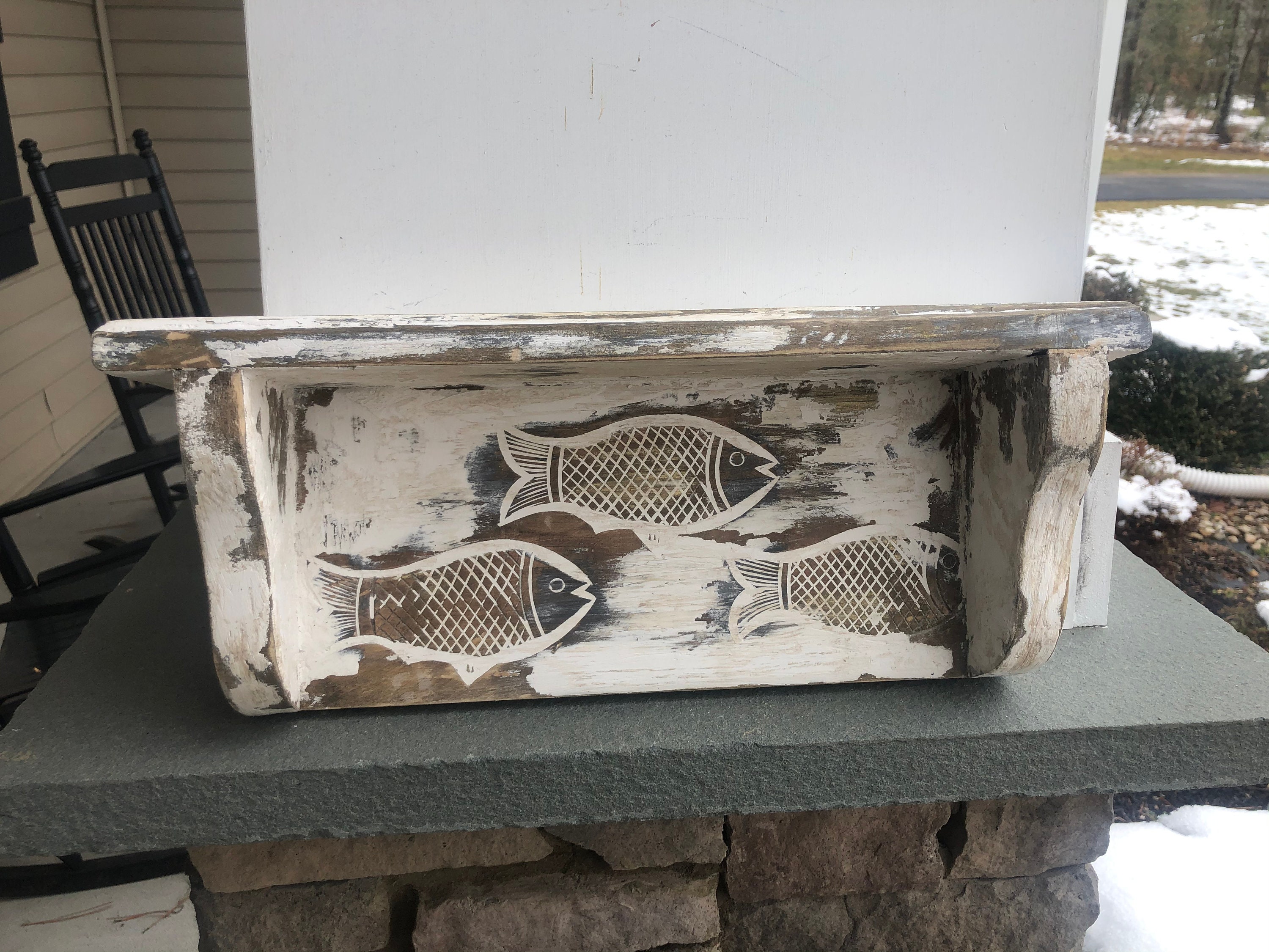 Shelf Wood Shelf Fish Shelf Wall Decor Shabby Chic Decor | Etsy