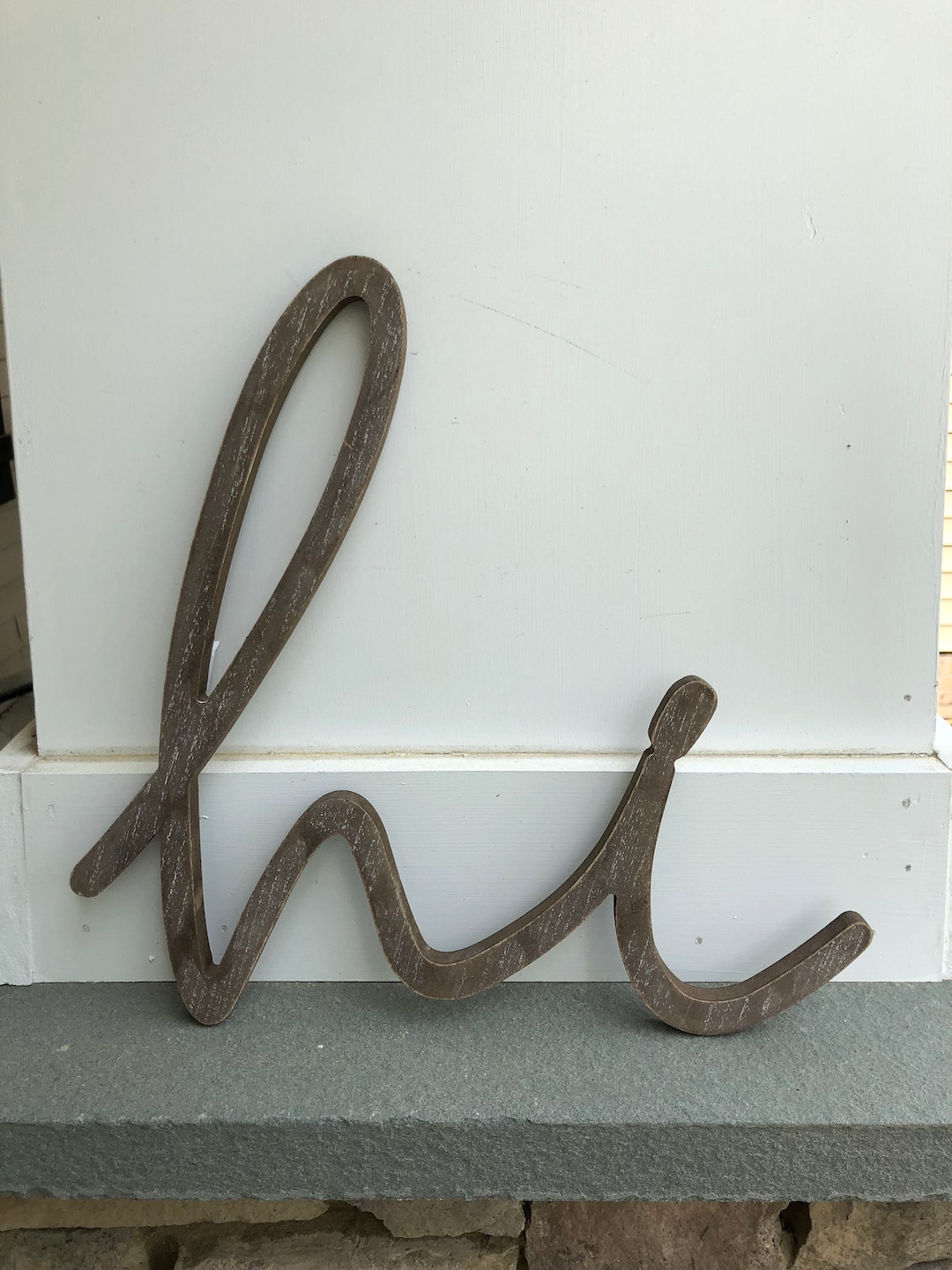 HI Sign, Wall Deocr, Front Door Sign, Greetings Sign, Wood Sign, Spring ...