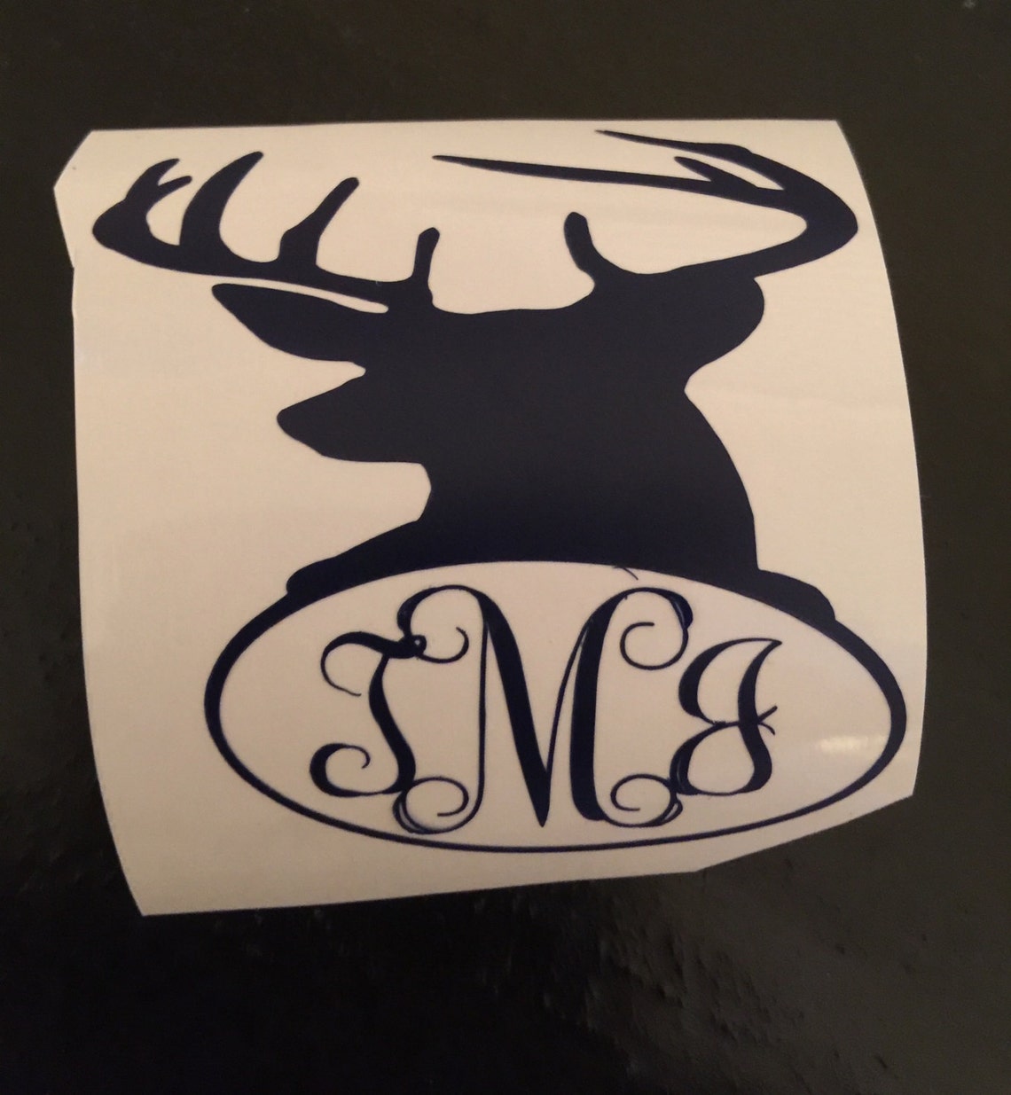 Deer Head Decal/ Name Decal/ Personalized/ Monogram/ Car Decal/ Laptop ...