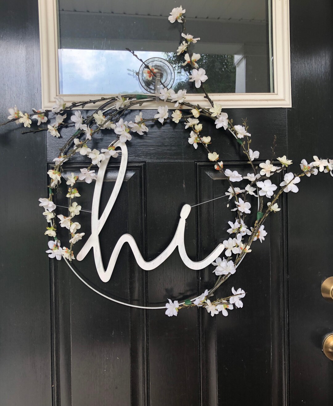 Wreath, Hoop Wreath, Hi Sign, Metal Wreath, Home and Garden Decor - Etsy