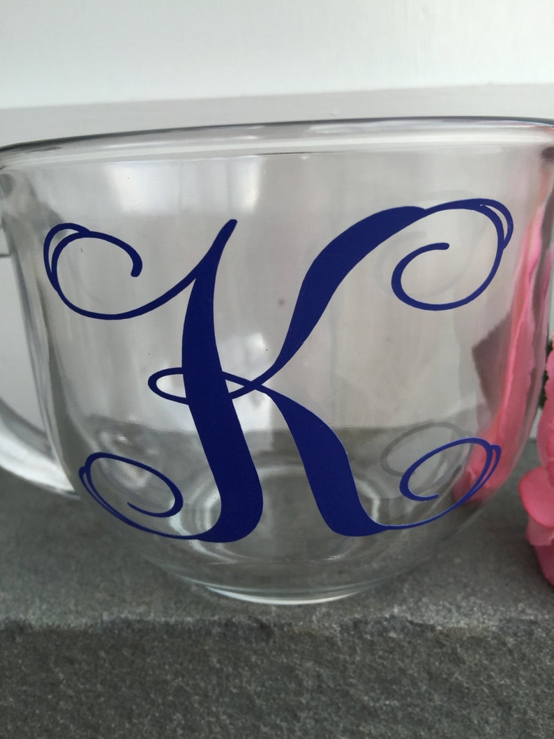 Personalized Cup, Monogram, Coffee Cup, Glass Coffee Cup, Vine ...