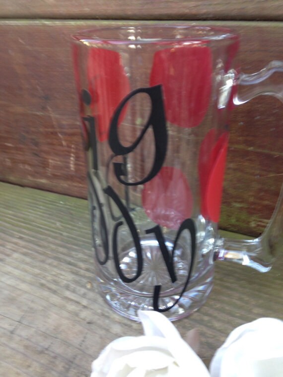Monogram Beer Mug Personalized Beer Mug Vinyl Lettering | Etsy