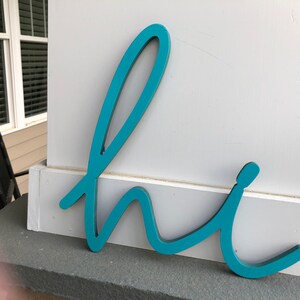 HI Sign, Wall Deocr, Front Door Sign, Greetings Sign, Wood Sign, Spring ...