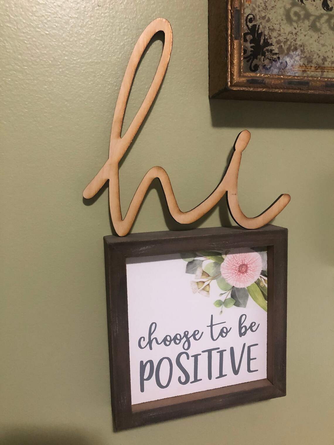 HI Sign, Wall Deocr, Front Door Sign, Greetings Sign, Wood Sign, Spring ...