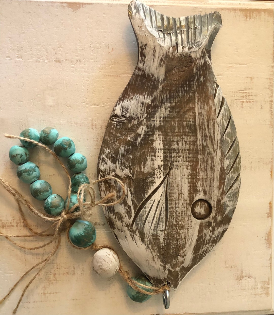 Large Fish Hook With Beads, Beach Decor, Fish Decor, Home Decor - Etsy