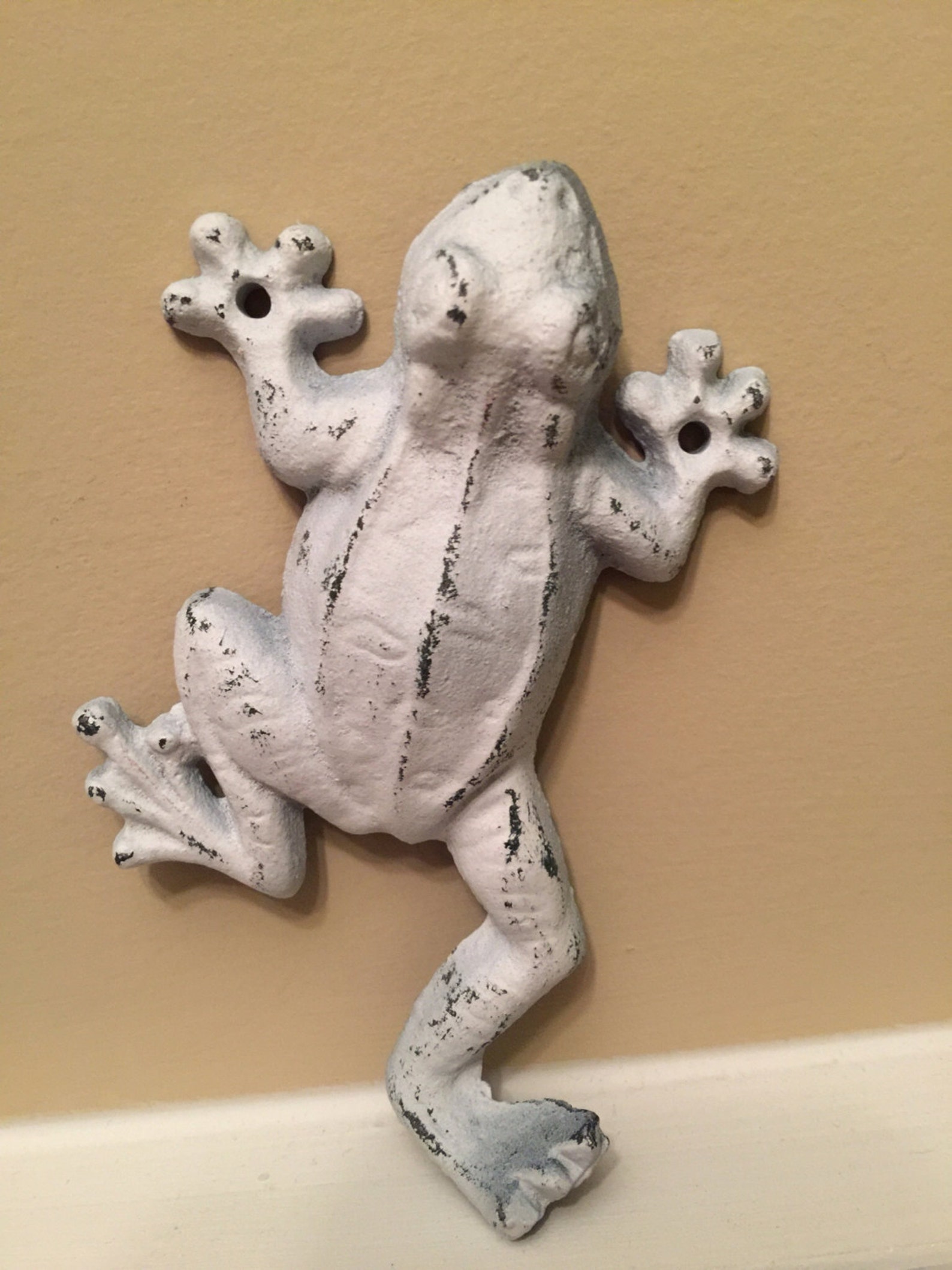 Frog Hook, White Frog, Decorative Wall Decor, Wall Hook, Shabby Chic ...