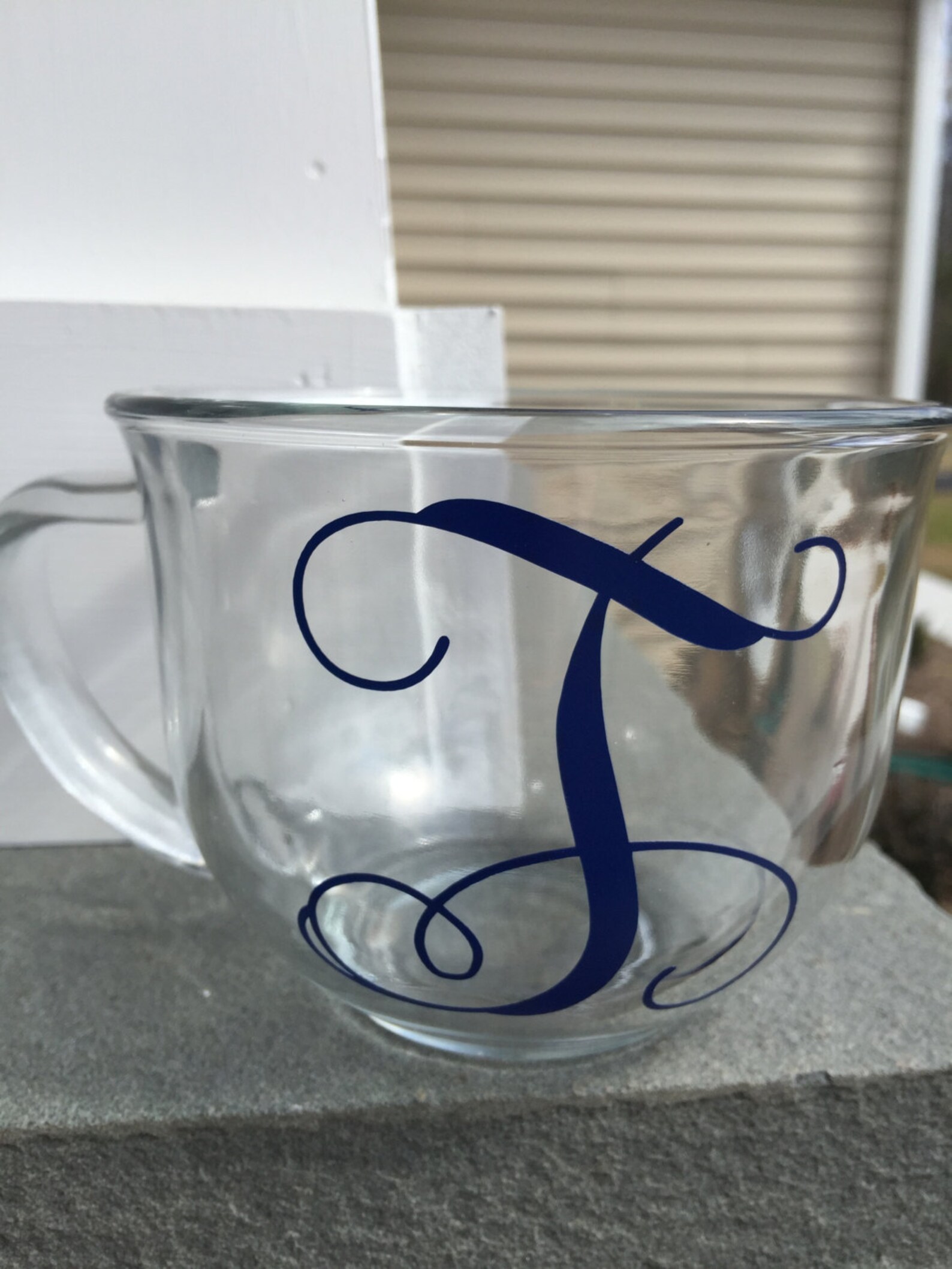 Monogram, Coffee Cup, Glass Coffee Cup, Vine Lettering - Etsy