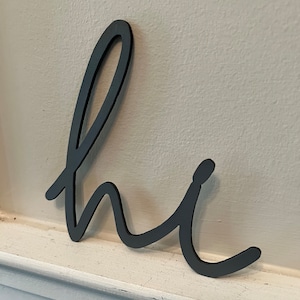 HI Sign, Wall Deocr, Front Door Sign, Greetings Sign, Wood Sign, Spring ...