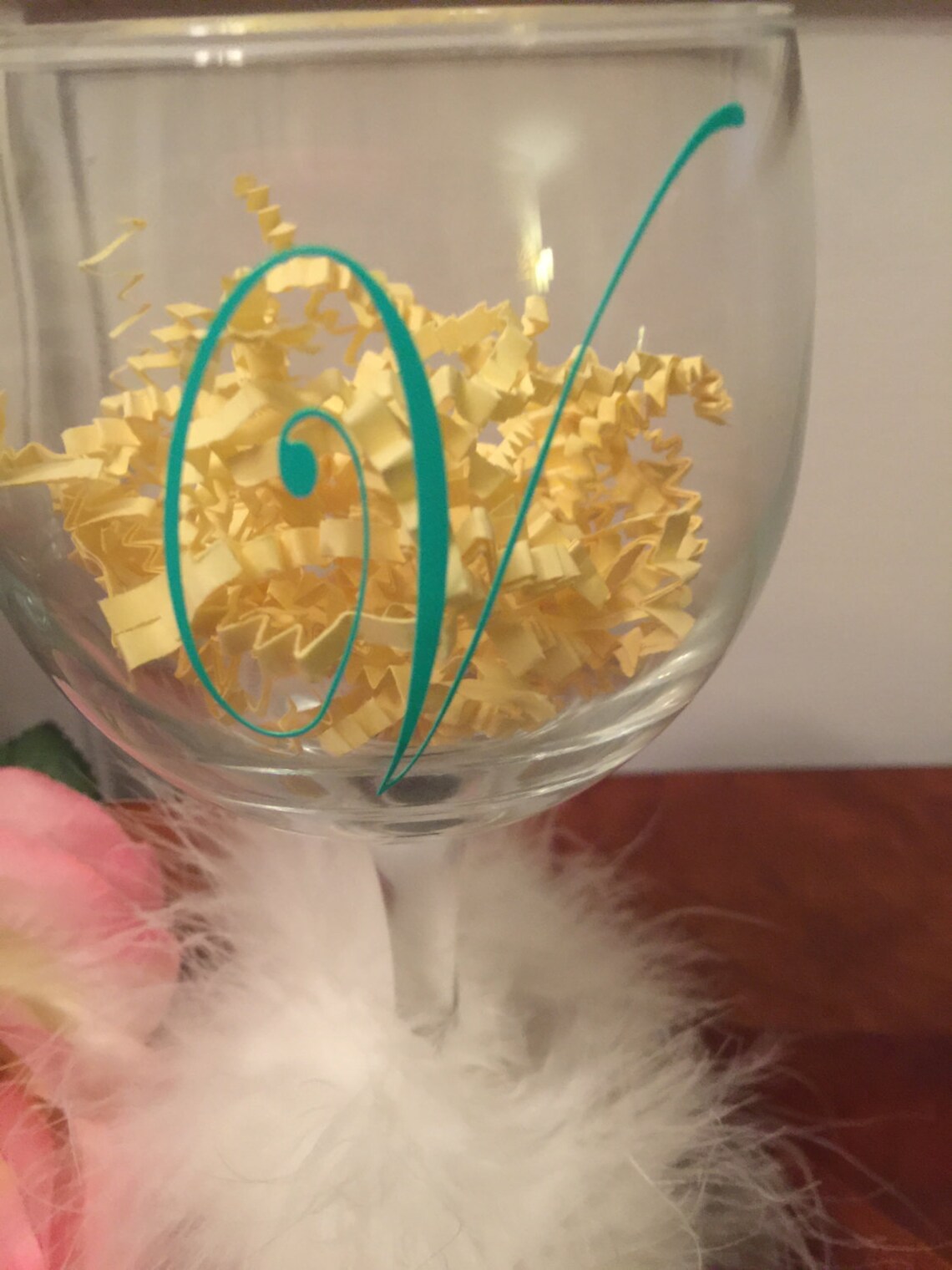 Monogram, Wine Glass, Cursive Lettering - Etsy