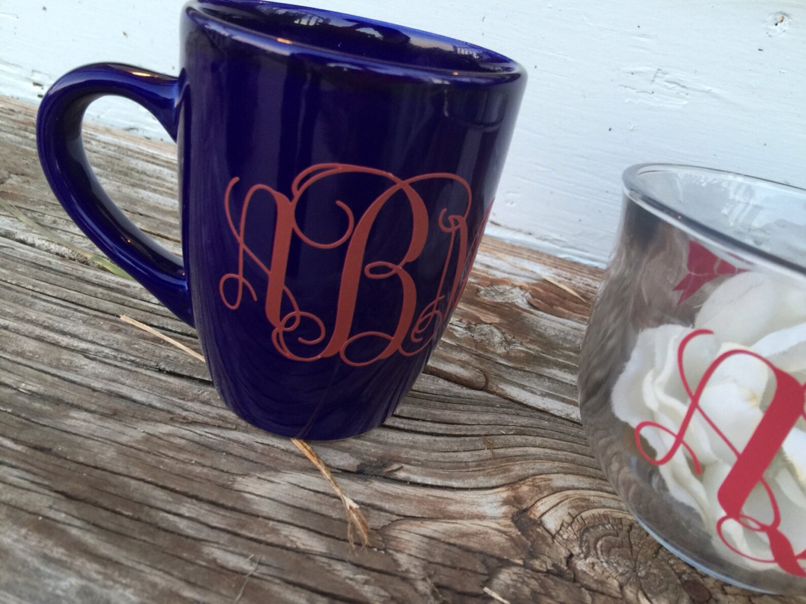 Monogram, Coffee Cup, Glass Coffee Cup, Vinyl Lettering, Decal ONLY - Etsy