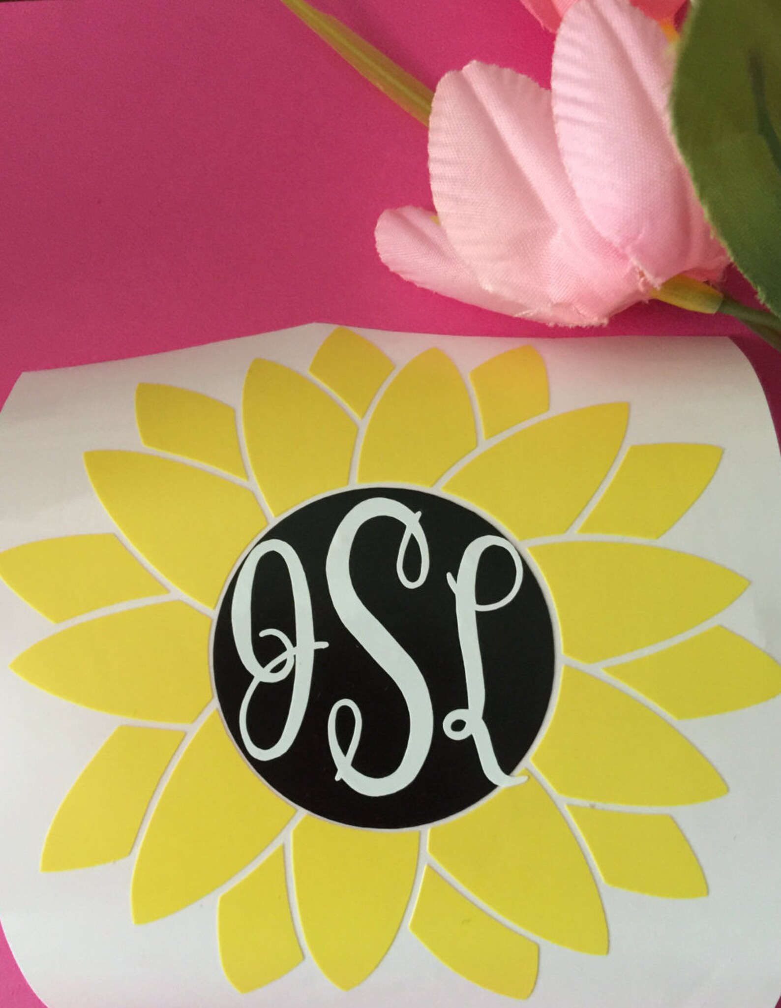 Sunflower Decal, Monogram, Car Decal, Laptop Decal, Vinyl Lettering ...