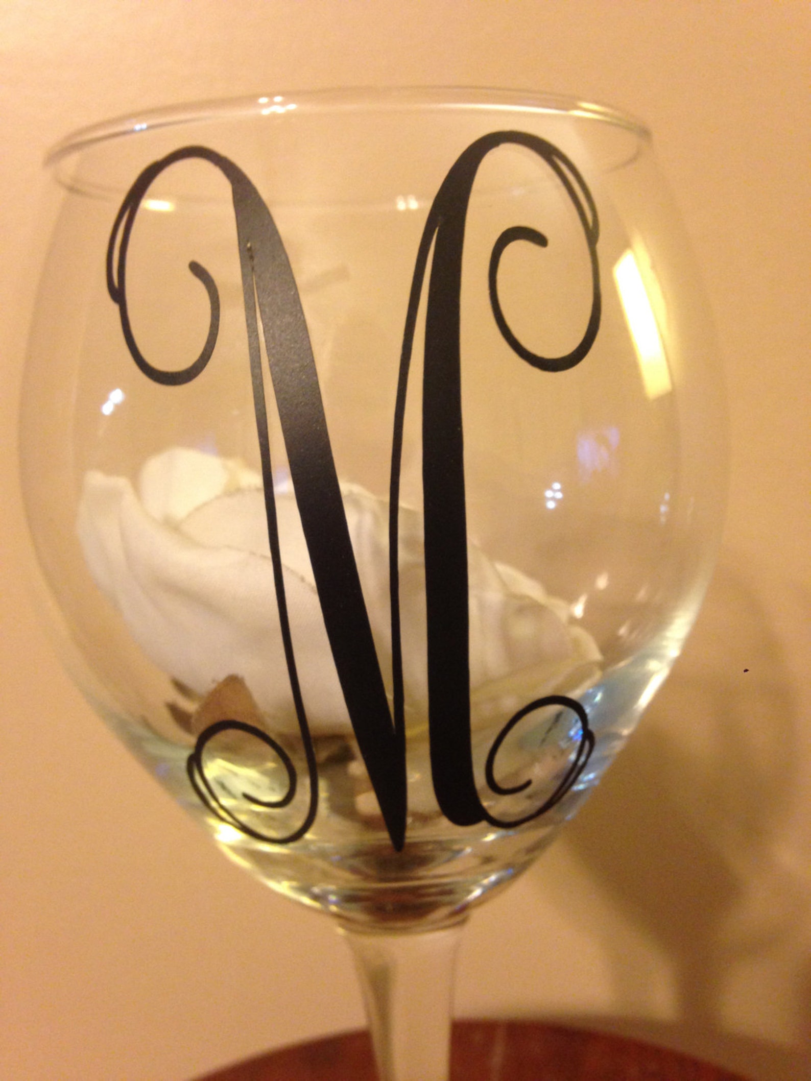 Monogram Wine Glass Vinyl Lettering - Etsy