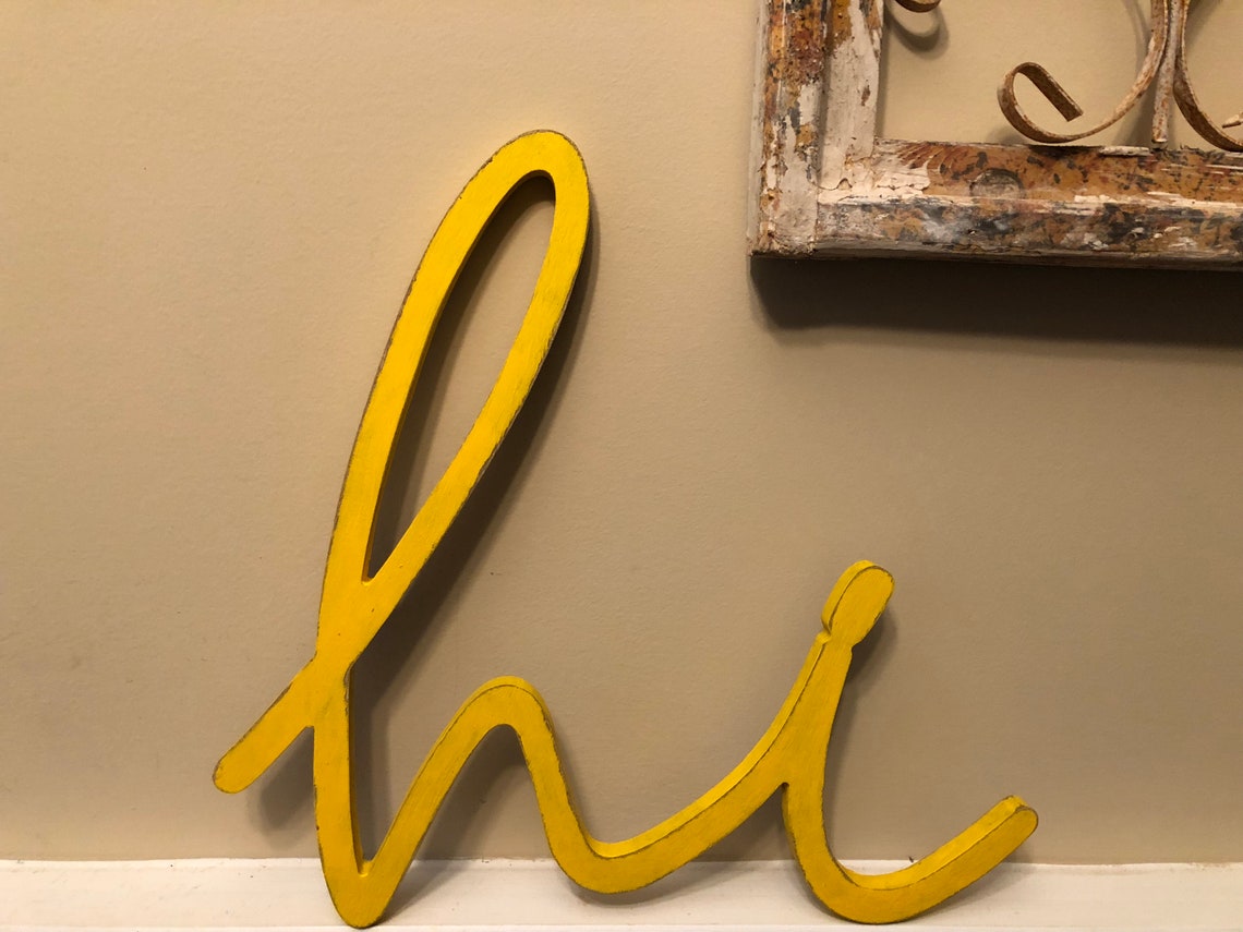 HI Sign Wall Deocr Front Door Sign Greetings Sign Wood - Etsy