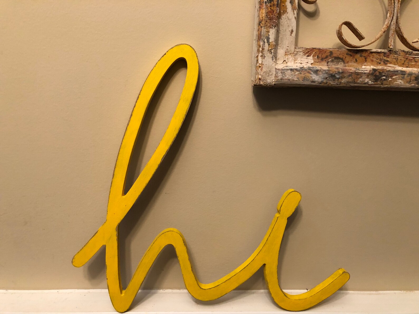 HI Sign Wall Deocr Front Door Sign Greetings Sign Wood - Etsy