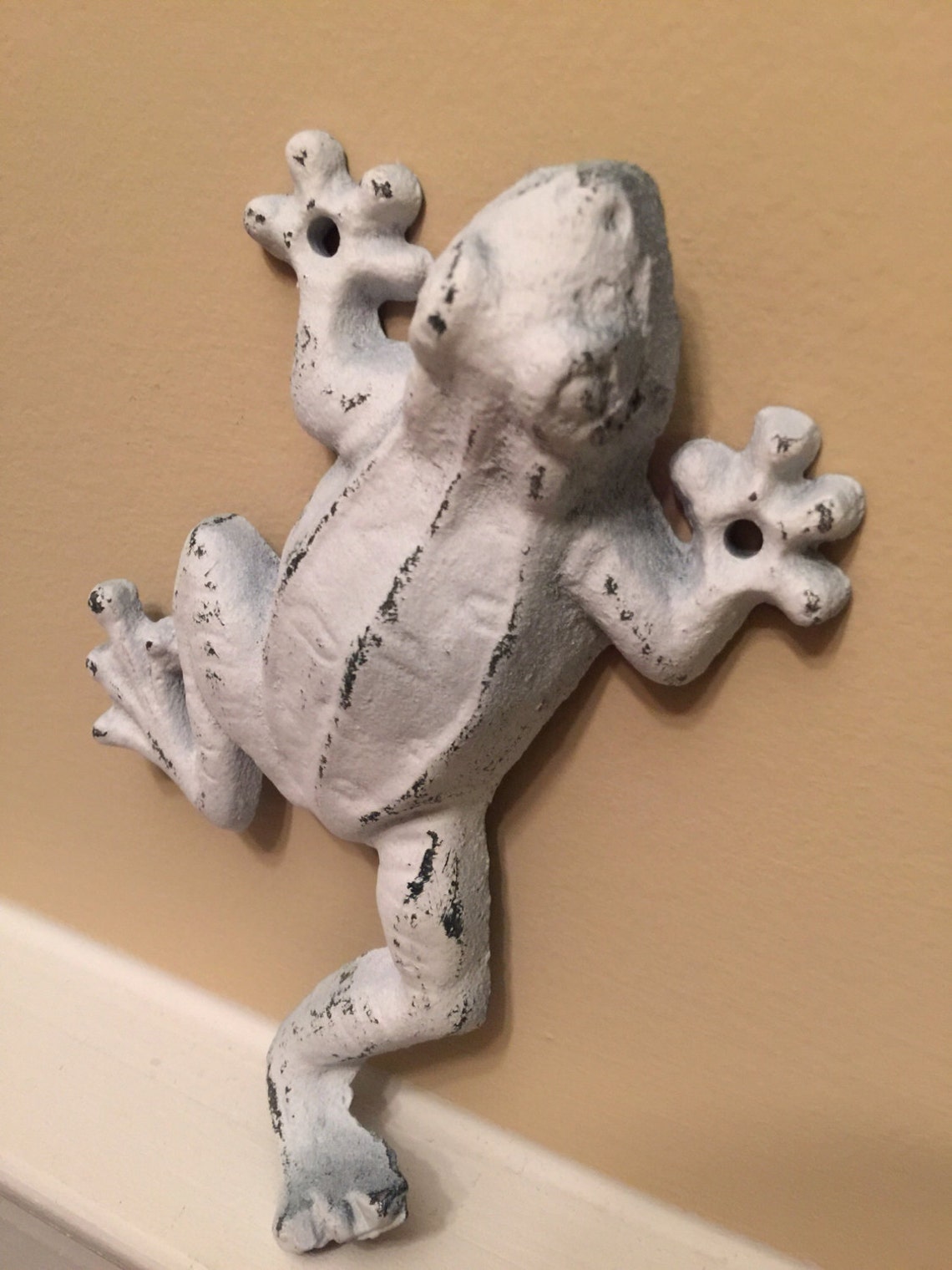 Frog Hook, White Frog, Decorative Wall Decor, Wall Hook, Shabby Chic ...