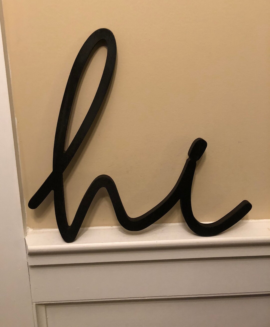 HI Sign, Wall Deocr, Front Door Sign, Greetings Sign, Wood Sign, Spring ...