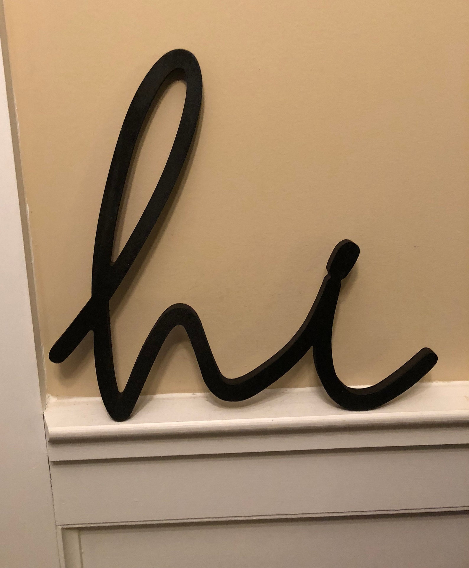 HI Sign, Wall Deocr, Front Door Sign, Greetings Sign, Wood Sign, Spring ...