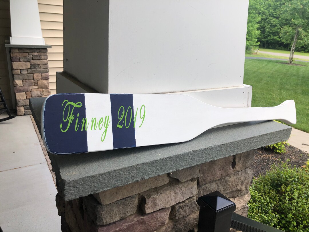 Oar/ Wall Decor/ White and Blue Oar/ Personalized Oar/ Monogram Oar ...