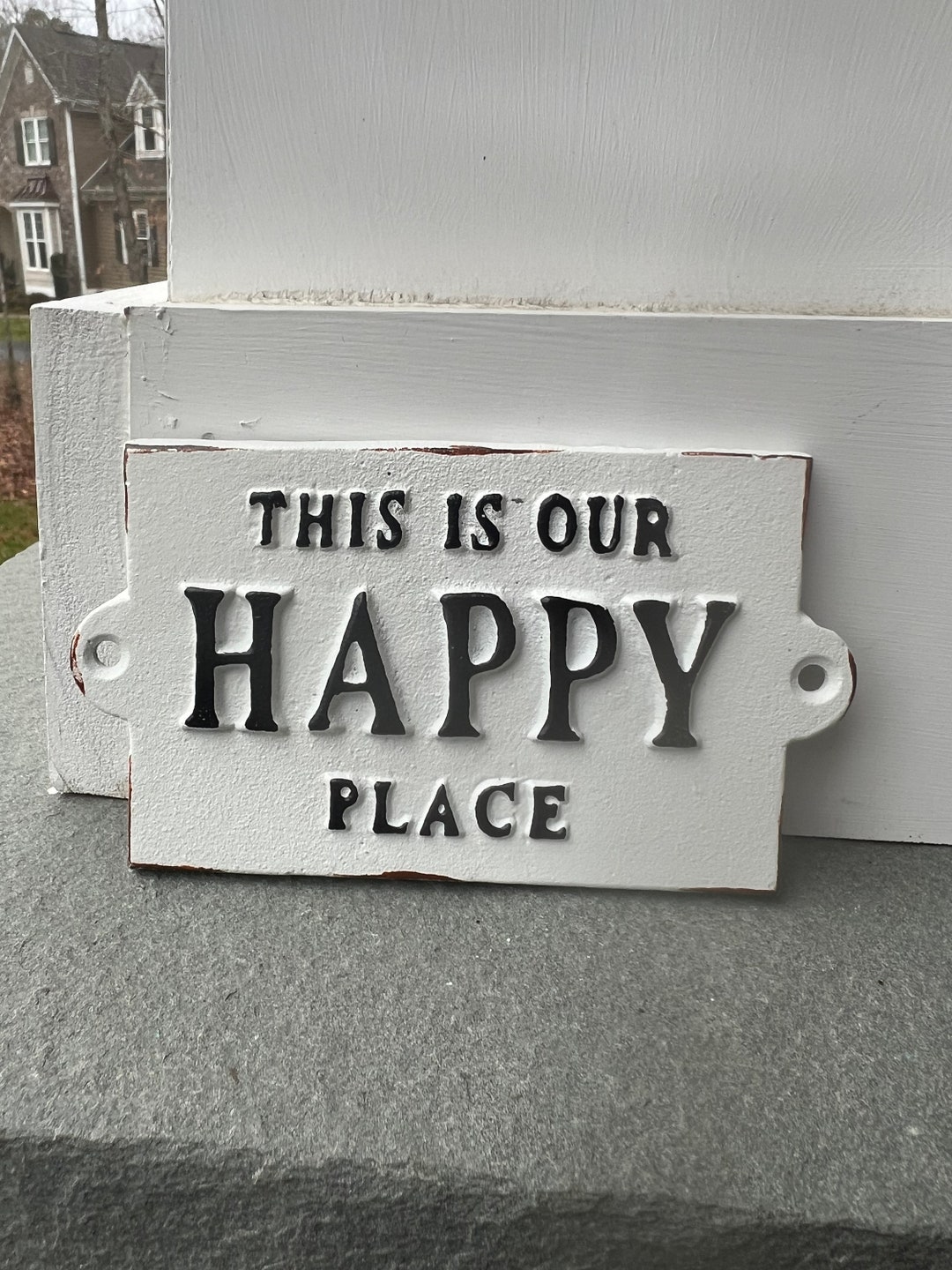 This is Our Happy Place Sign, Wall Decor, Cast Iron Sign, Spring Decor ...