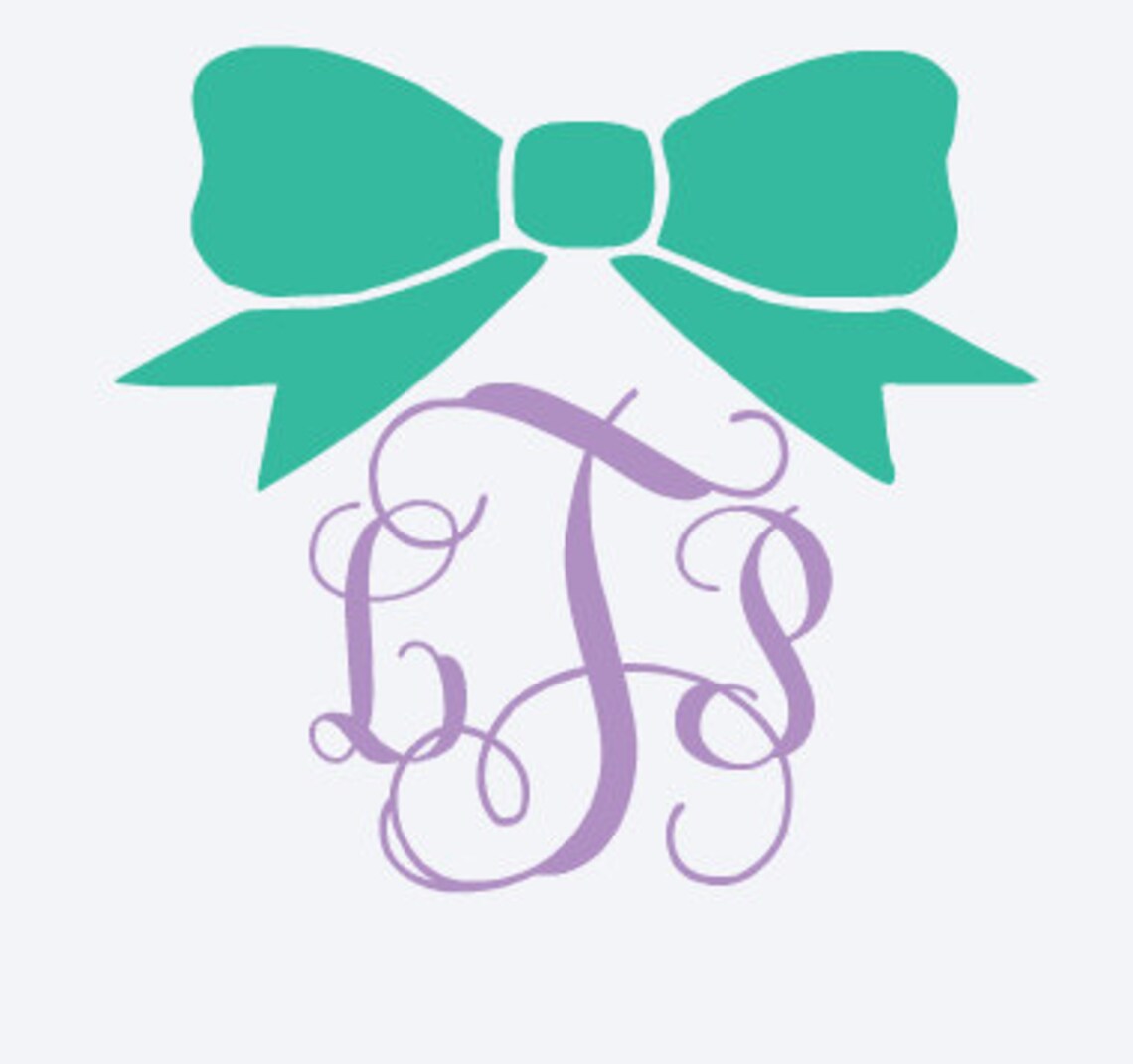 Bow Decal, Bow Vinyl, Monogram, Car Decal, Laptop Decal, Vinyl ...
