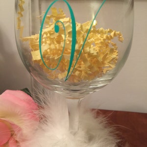 Monogram, Wine Glass, Cursive Lettering - Etsy