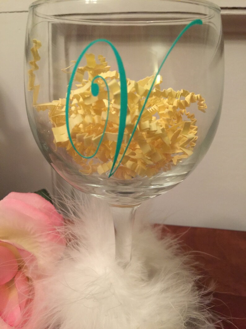 Monogram, Wine Glass, Cursive Lettering - Etsy