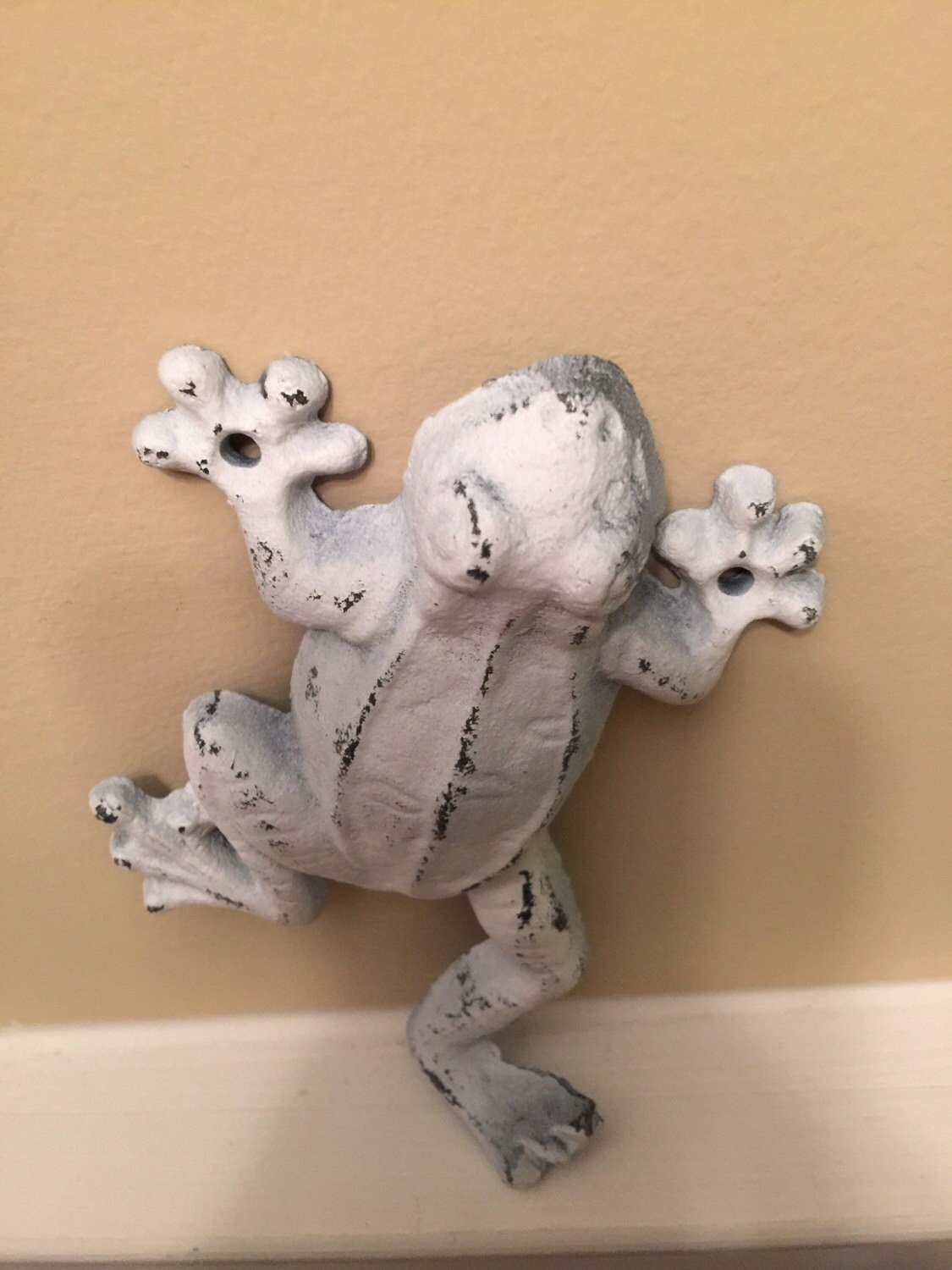 Frog Hook, White Frog, Decorative Wall Decor, Wall Hook, Shabby Chic ...